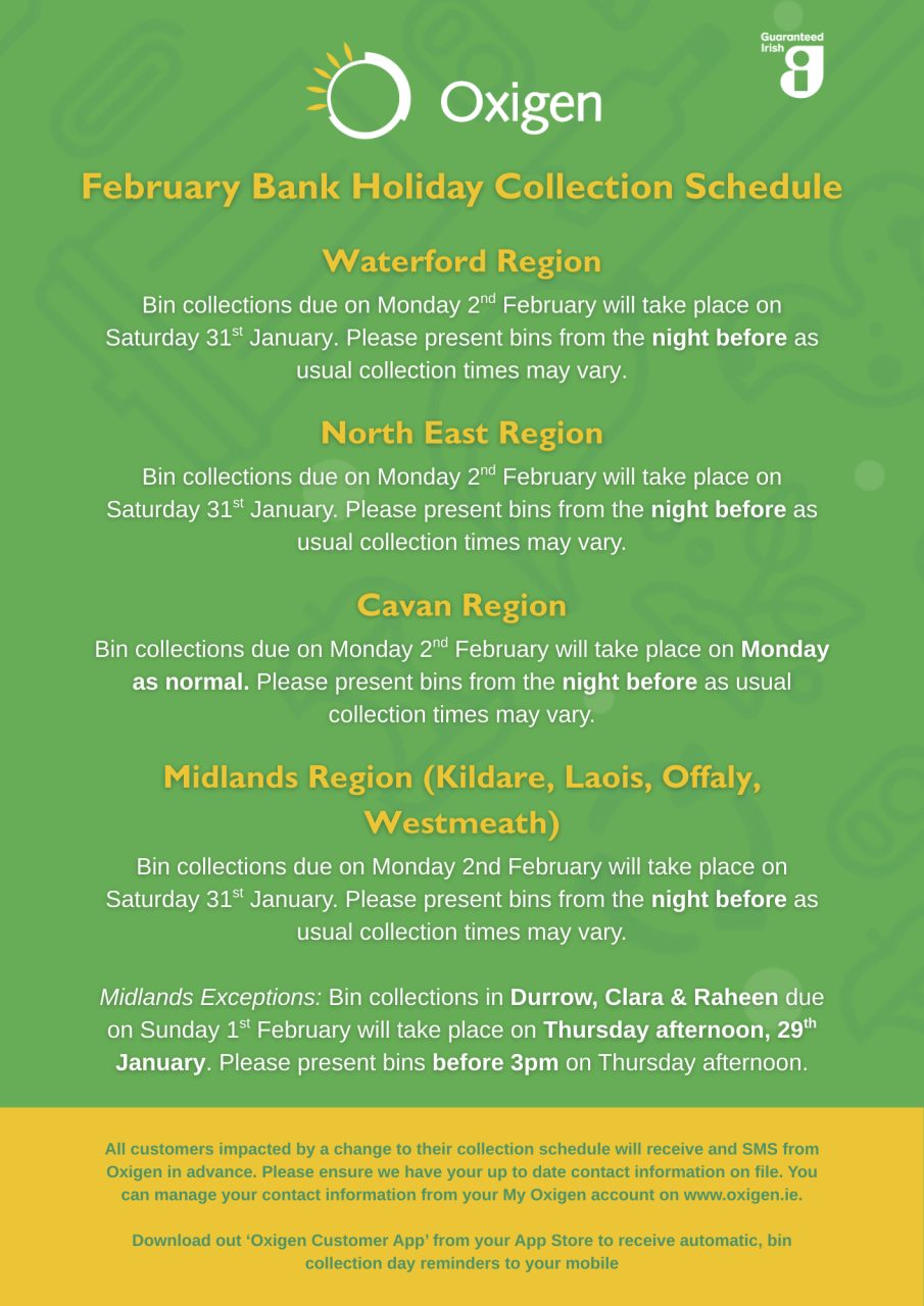 February Bank Holiday: Domestic Bin Collection Times - Keeping you ...
